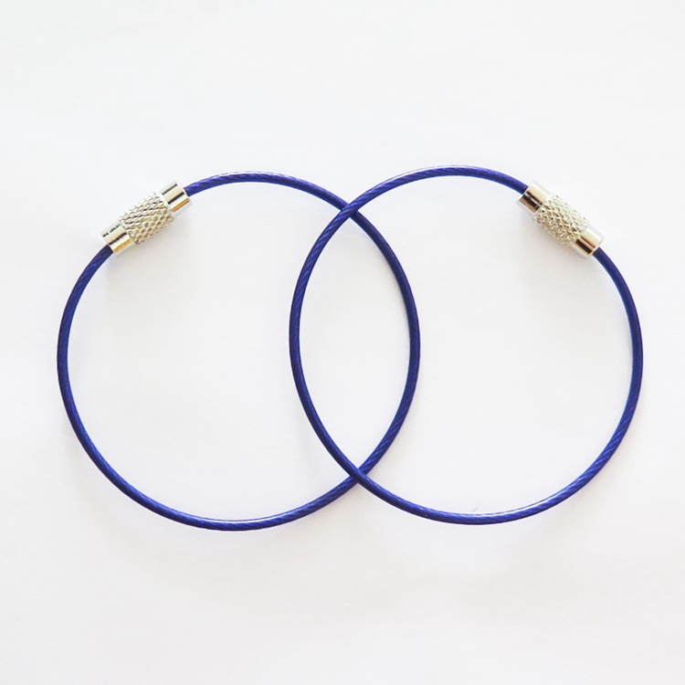 Purple Stainless Steel PVC Coated Wire Rope Keychains - ewangwirekeychains